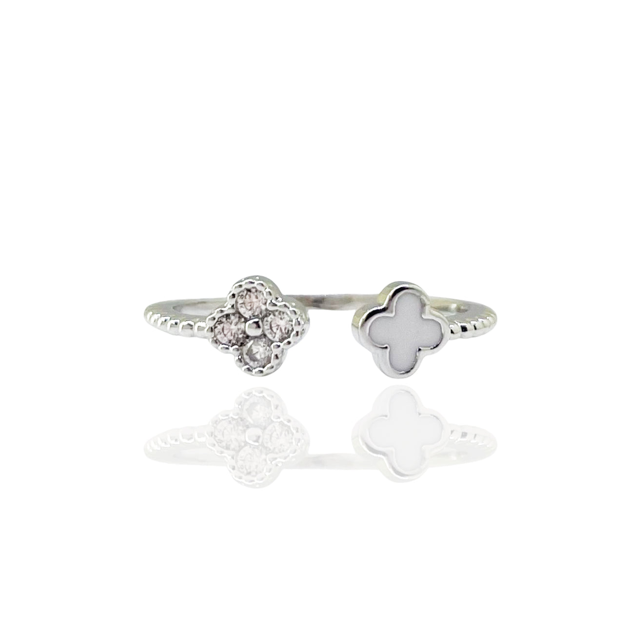 Silver Vanya Diamond Clover Ring | Made in Korea | Dainty Jewellery ...