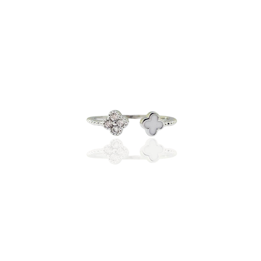 Silver Vanya Diamond Clover Ring | Made in Korea | Dainty Jewellery ...